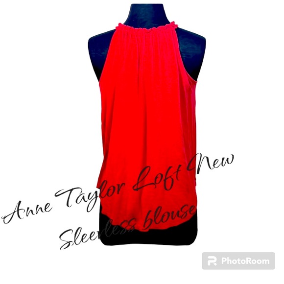LOFT | Tops | Net Anne Taylor Loft Deep Red High Neck Gathered Flowing ...